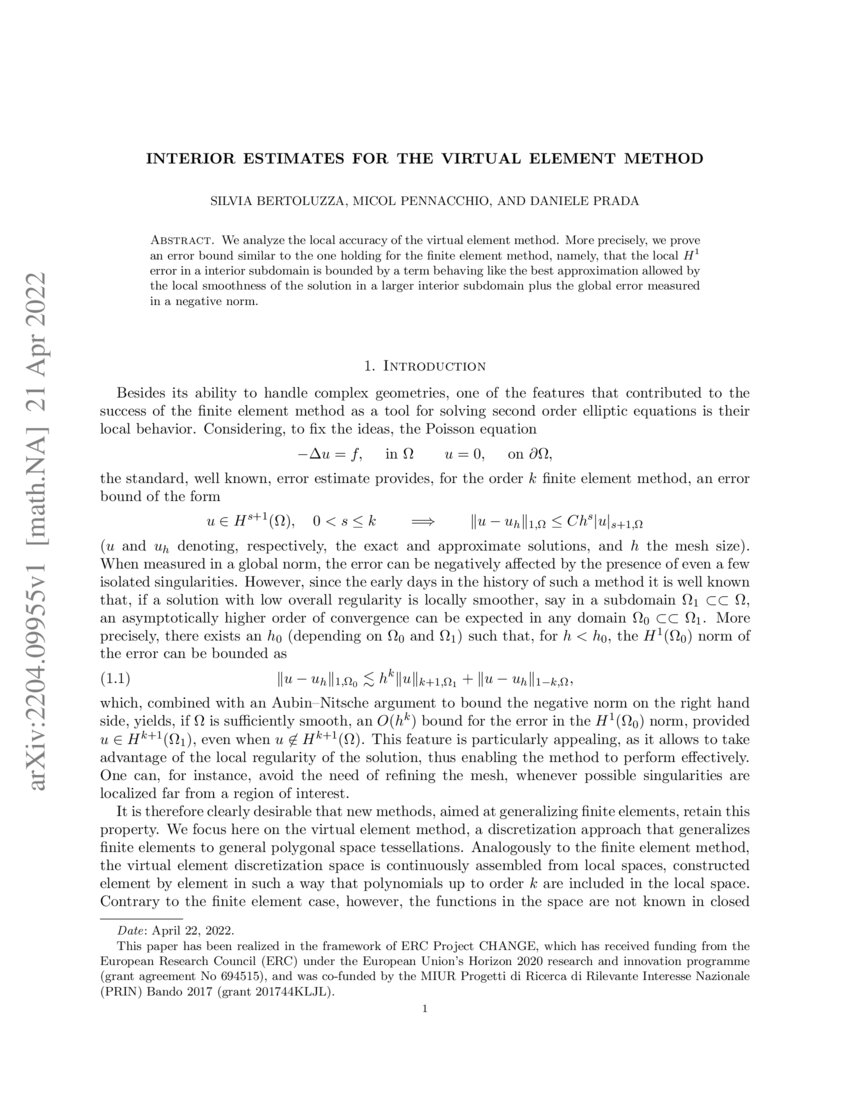 Interior estimates for the Virtual Element Method | DeepAI