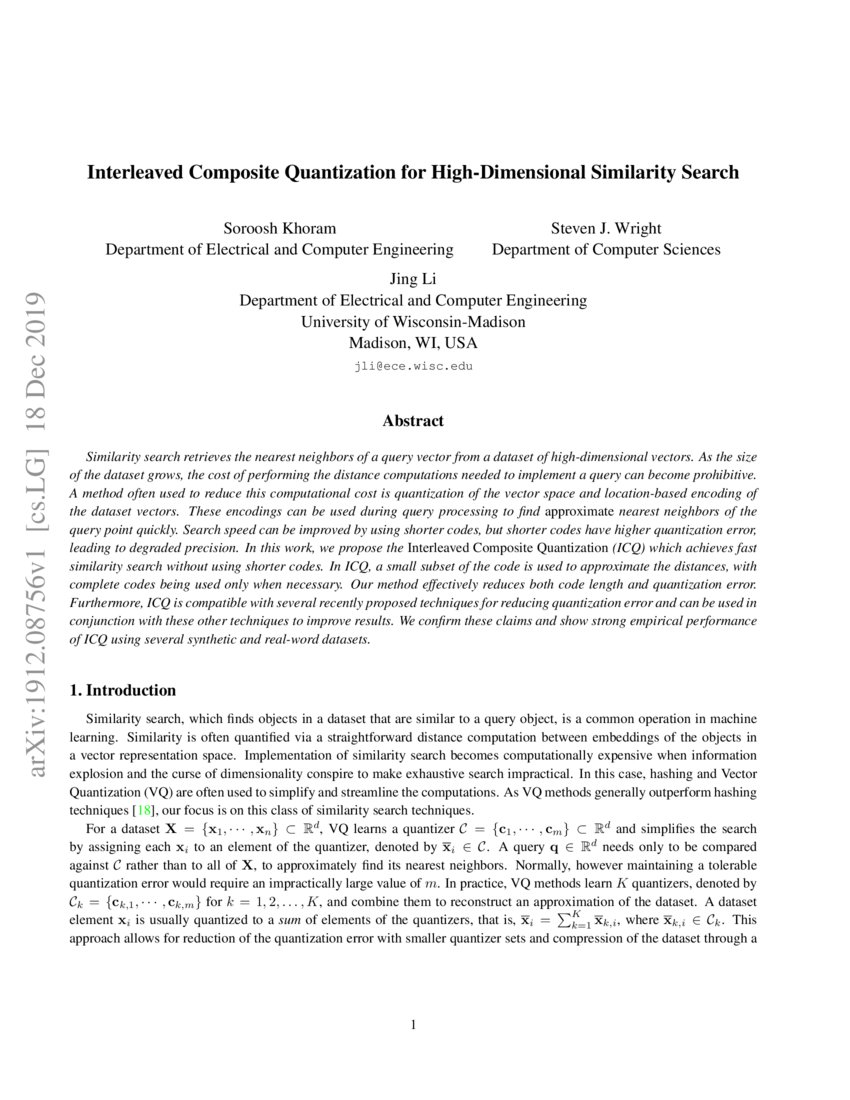 Interleaved Composite Quantization For High Dimensional Similarity