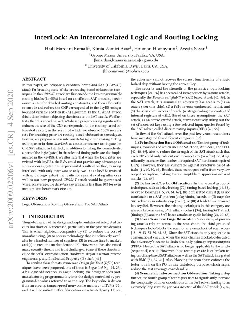 InterLock: An Intercorrelated Logic and Routing Locking | DeepAI
