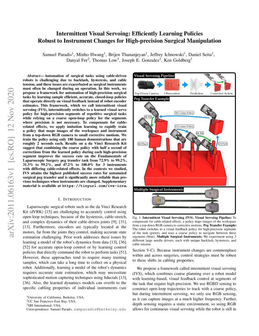 Intermittent Visual Servoing: Efficiently Learning Policies Robust to Instrument Changes for ...