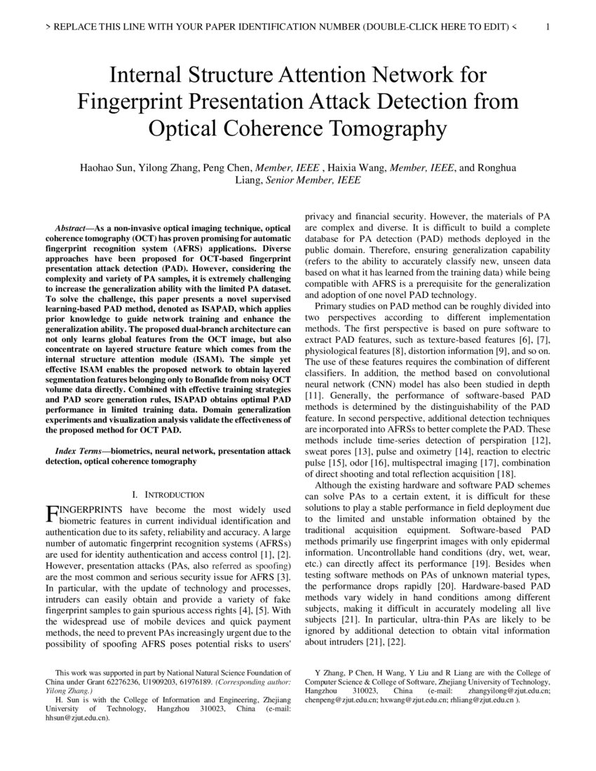 Internal Structure Attention Network For Fingerprint Presentation