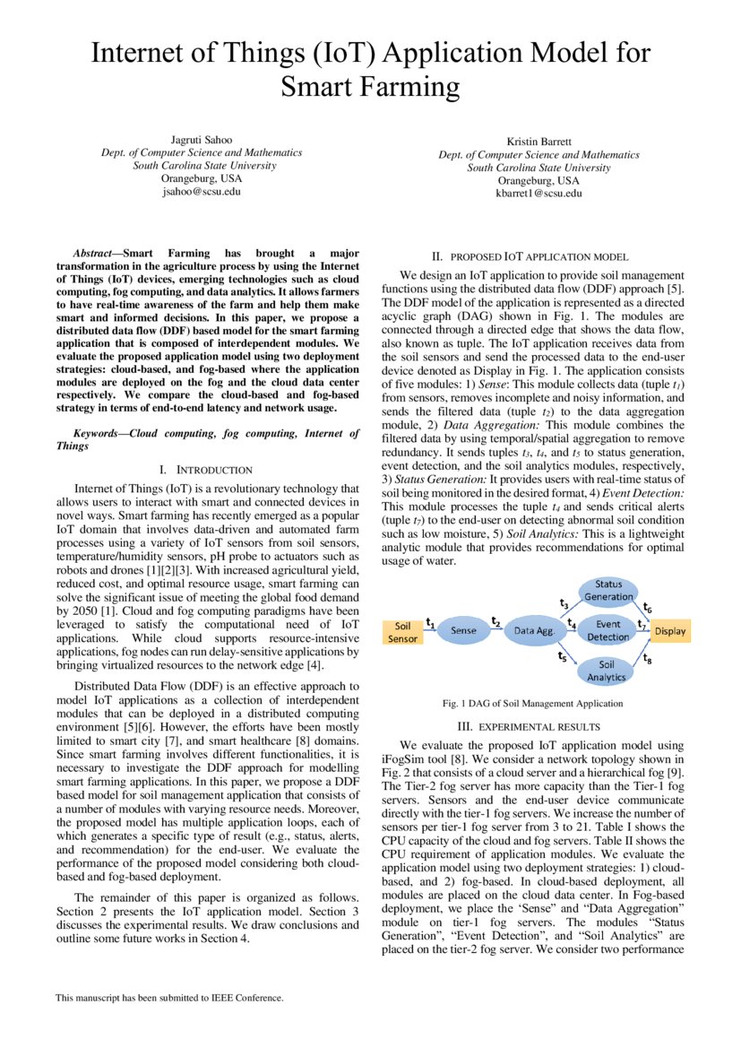 Internet of Things (IoT) Application Model for Smart Farming | DeepAI