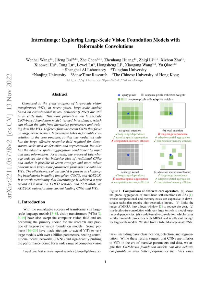InternImage: Exploring Large-Scale Vision Foundation Models with Deformable Convolutions | DeepAI