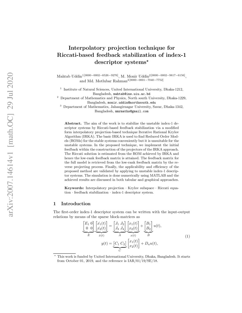 Interpolatory Projection Technique For Riccati Based Feedback