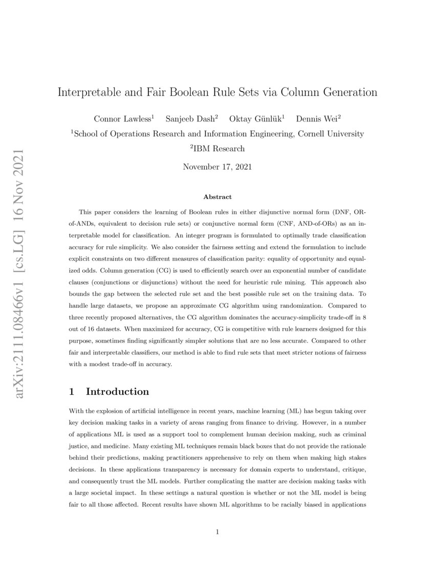 Interpretable And Fair Boolean Rule Sets Via Column Generation Deepai 