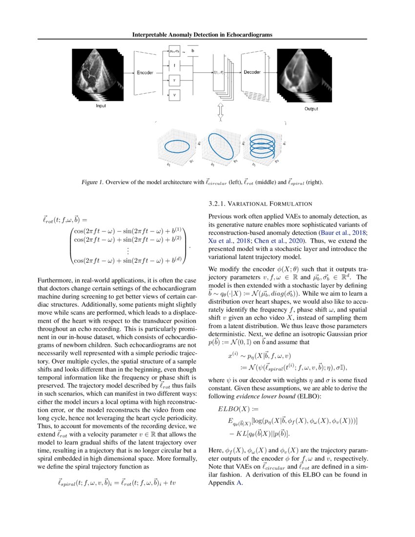 Interpretable Anomaly Detection In Echocardiograms With Dynamic Variational Trajectory Models