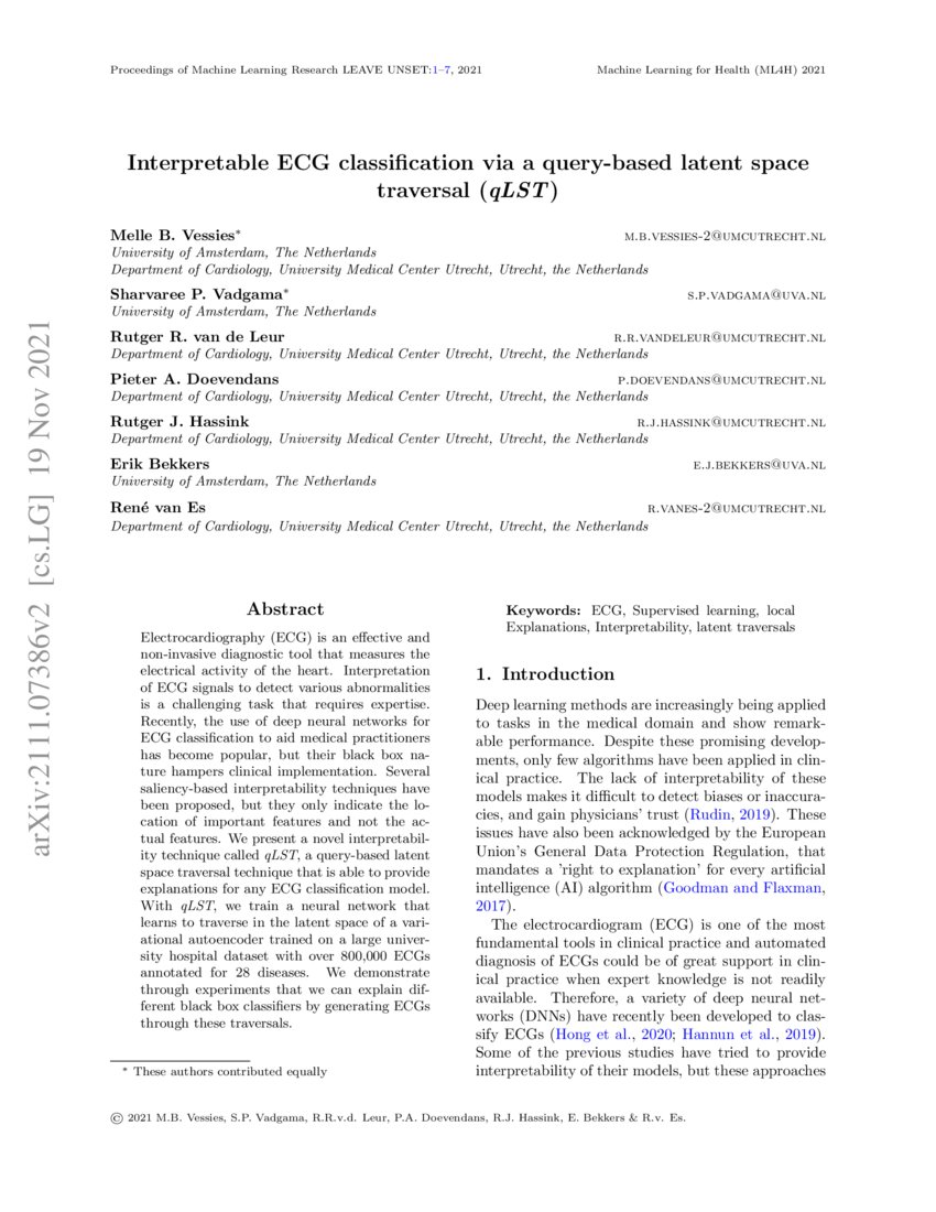 Interpretable Ecg Classification Via A Query Based Latent Space Traversal Qlst Deepai