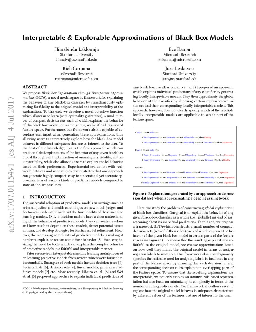 Interpretable & Explorable Approximations of Black Box Models | DeepAI