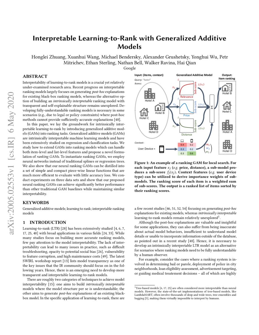 Interpretable Learning-to-Rank with Generalized Additive Models | DeepAI