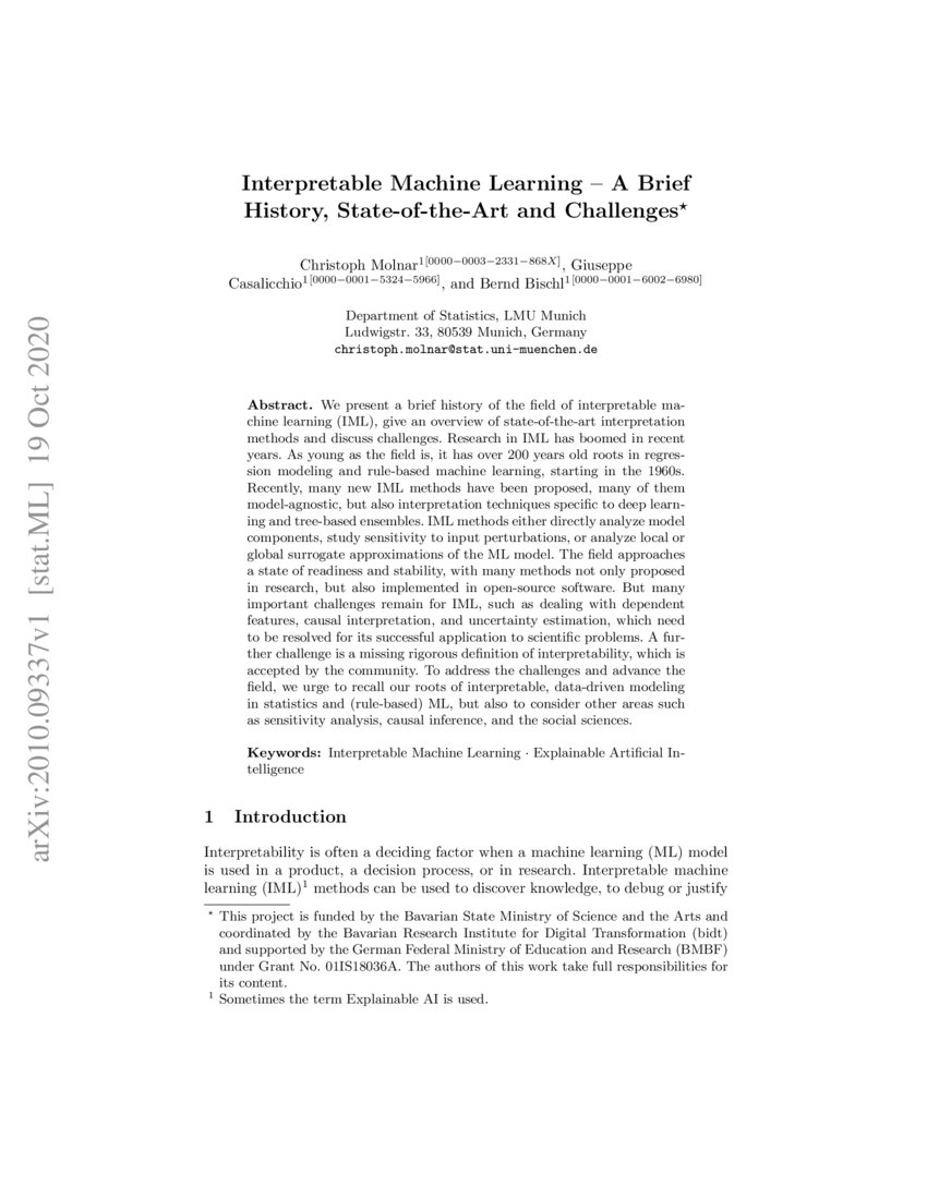 Interpretable Machine Learning – A Brief History, State-of-the-Art and ...