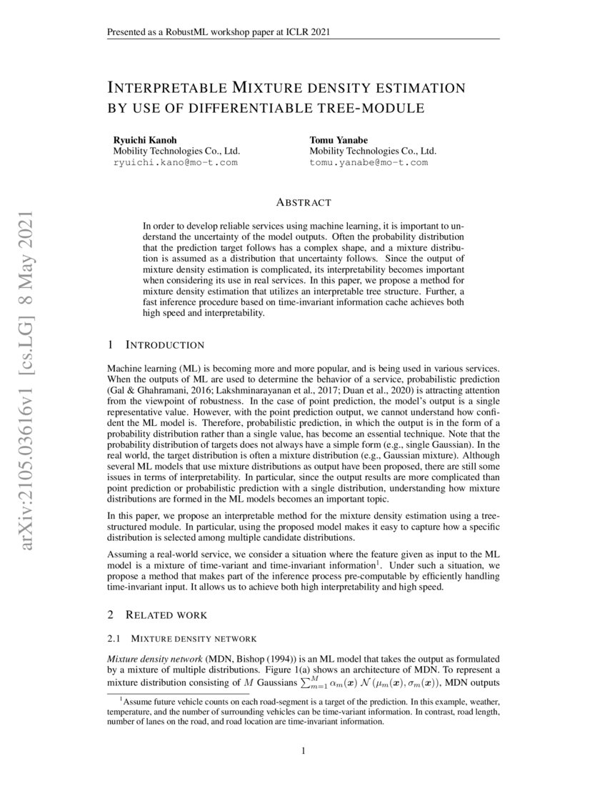 Interpretable Mixture Density Estimation by use of Differentiable Tree-module | DeepAI