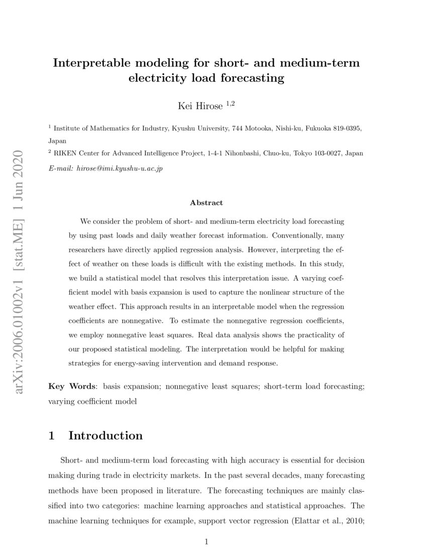 Interpretable modeling for short- and medium-term electricity load forecasting | DeepAI