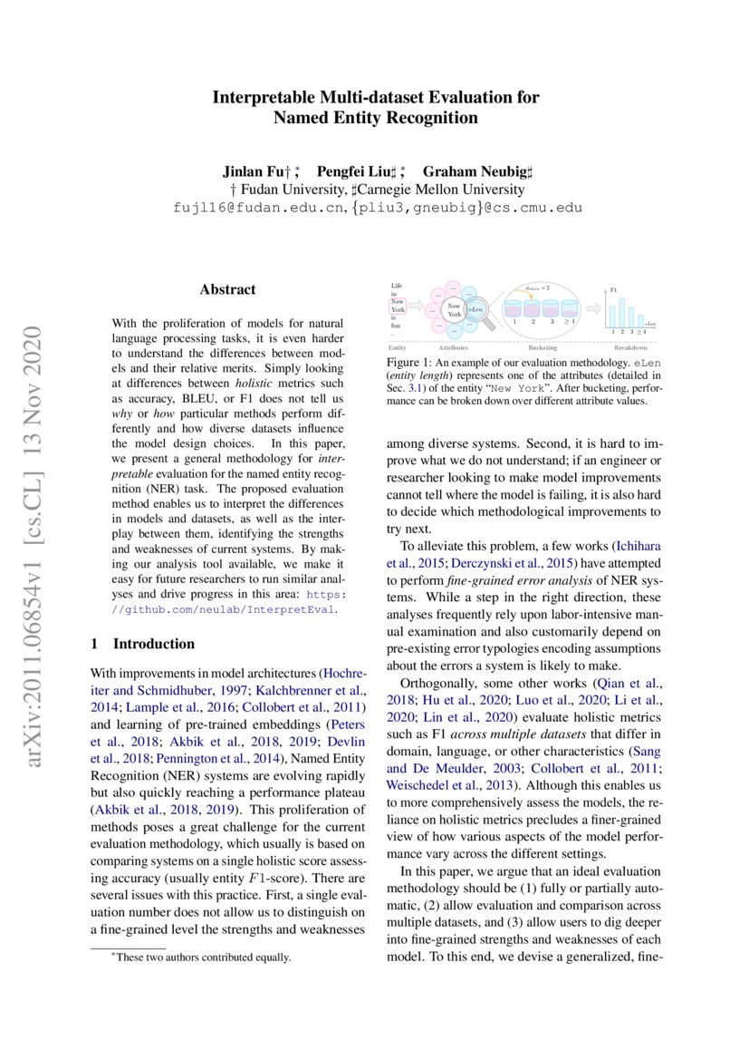Interpretable Multi-dataset Evaluation for Named Entity Recognition | DeepAI