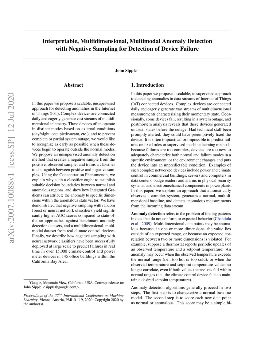 Interpretable Multidimensional Multimodal Anomaly Detection With Negative Sampling For