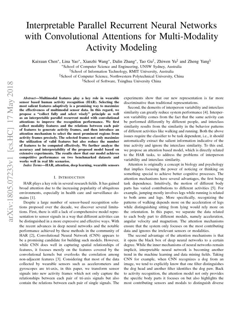 Interpretable Parallel Recurrent Neural Networks With Convolutional
