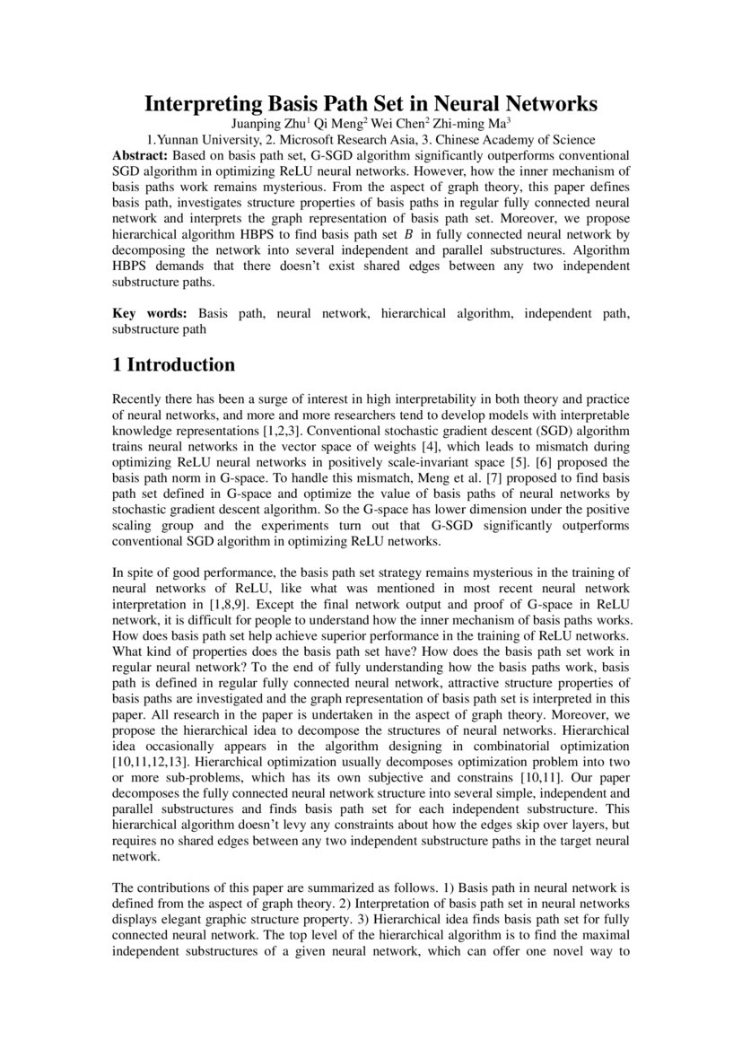 Interpreting Basis Path Set in Neural Networks | DeepAI