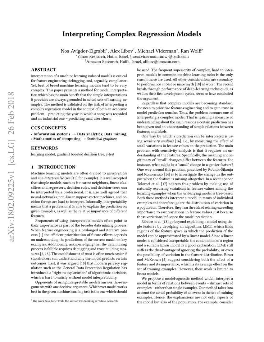 Interpreting Complex Regression Models | DeepAI
