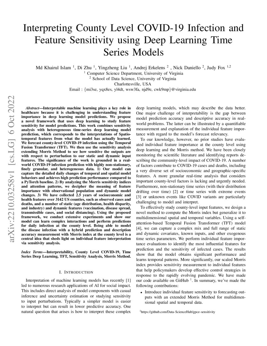 Interpreting County Level COVID-19 Infection and Feature Sensitivity using Deep Learning Time ...