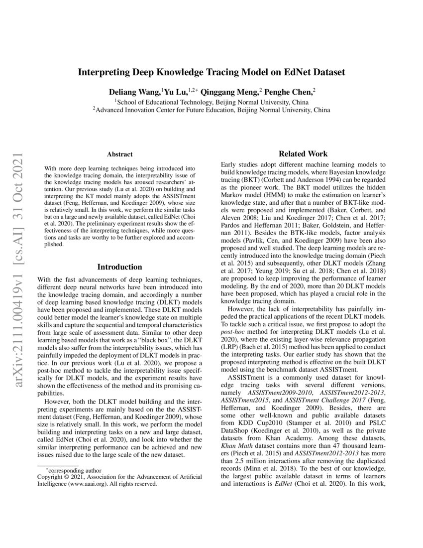 Interpreting Deep Knowledge Tracing Model On Ednet Dataset Deepai