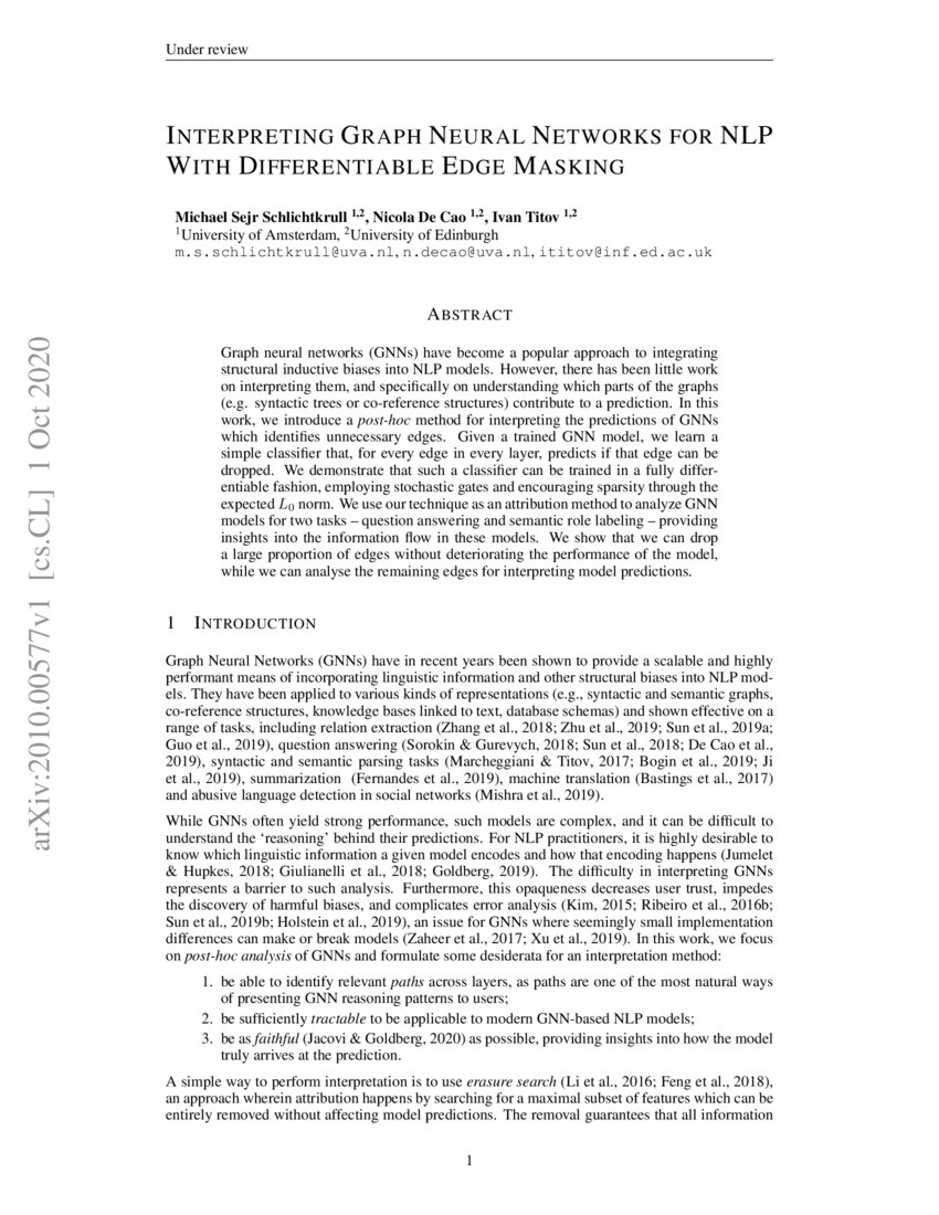 Interpreting Graph Neural Networks For Nlp With Differentiable Edge