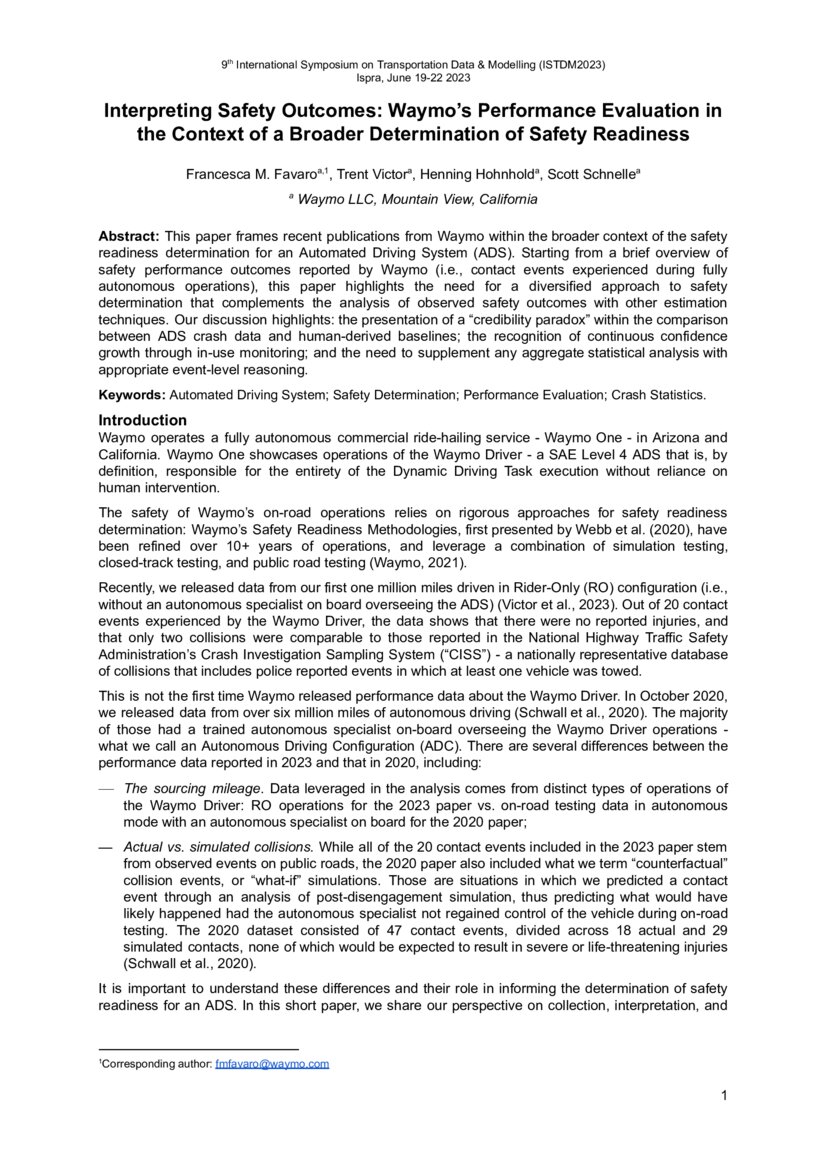 Interpreting Safety Outcomes: Waymo's Performance Evaluation in the ...