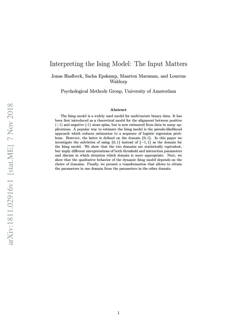 Interpreting the Ising Model: The Input Matters | DeepAI
