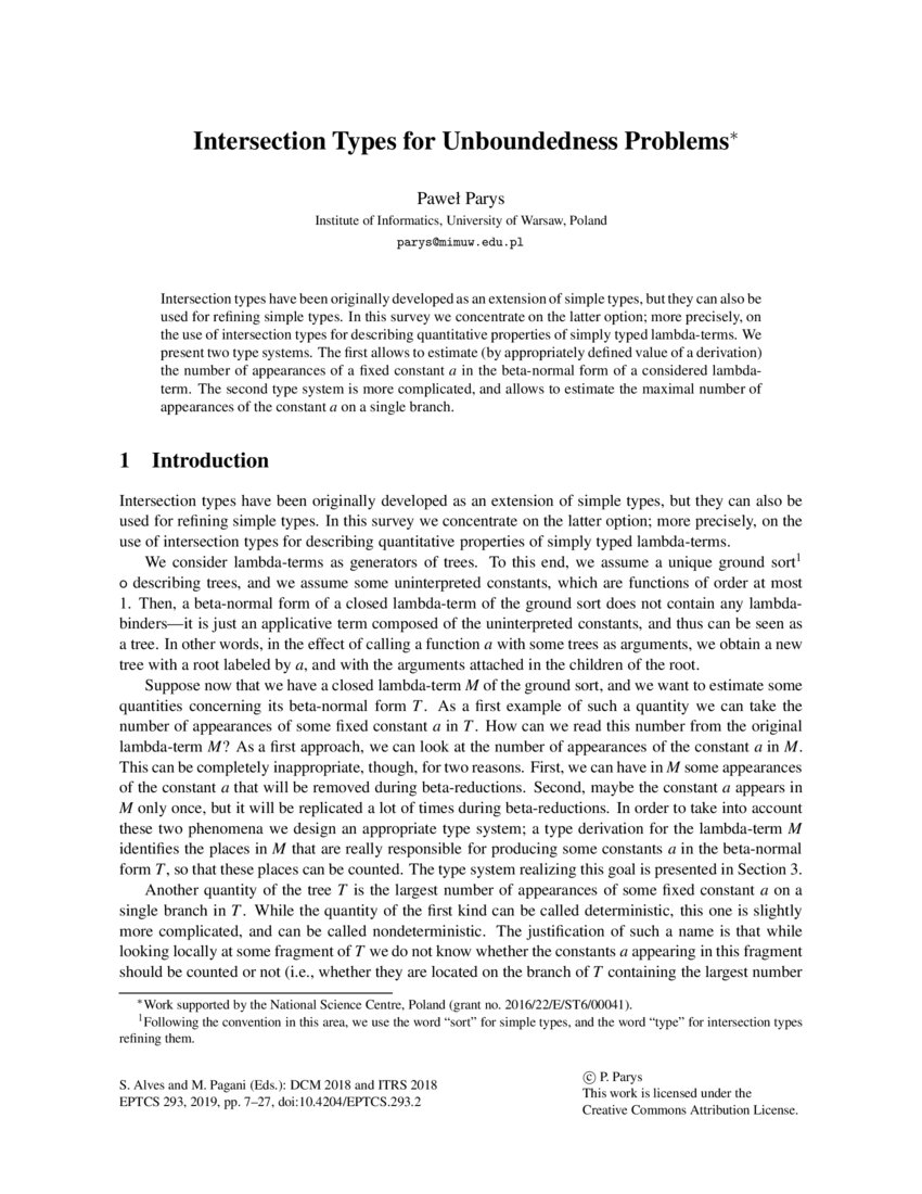 Intersection Types for Unboundedness Problems | DeepAI
