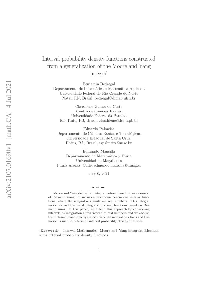 Interval probability density functions constructed from a ...