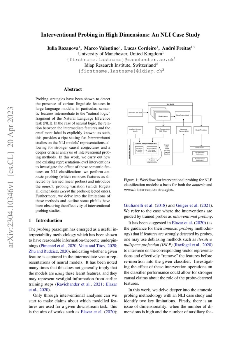 Interventional Probing in High Dimensions: An NLI Case Study | DeepAI