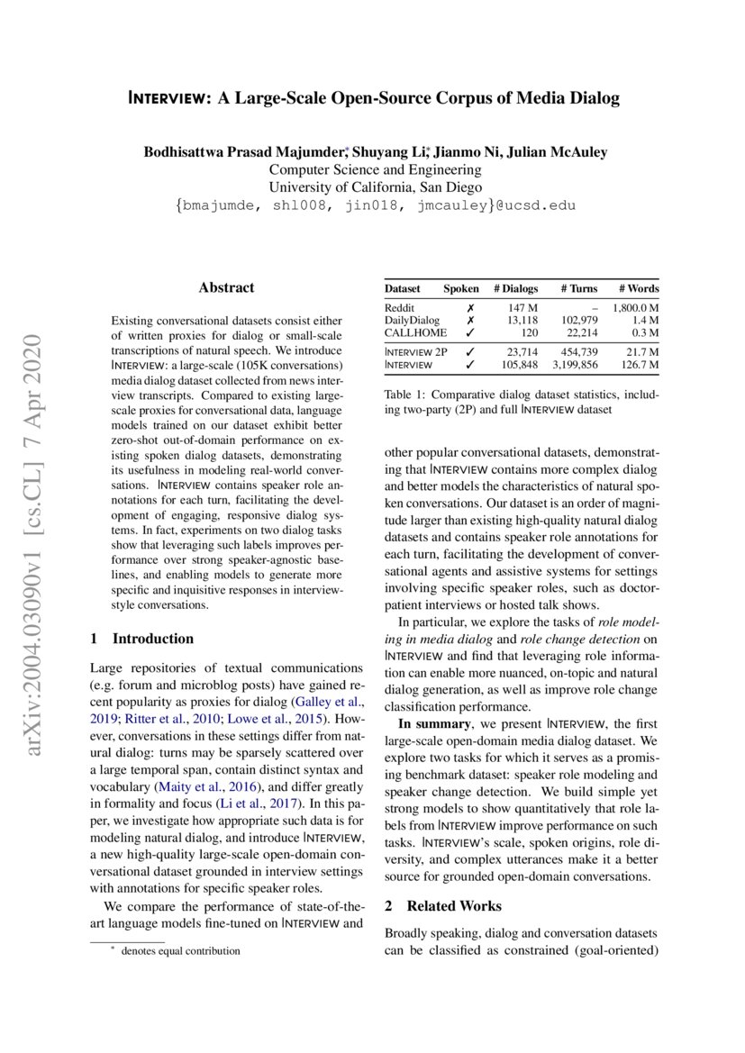 Interview: A Large-Scale Open-Source Corpus of Media Dialog | DeepAI