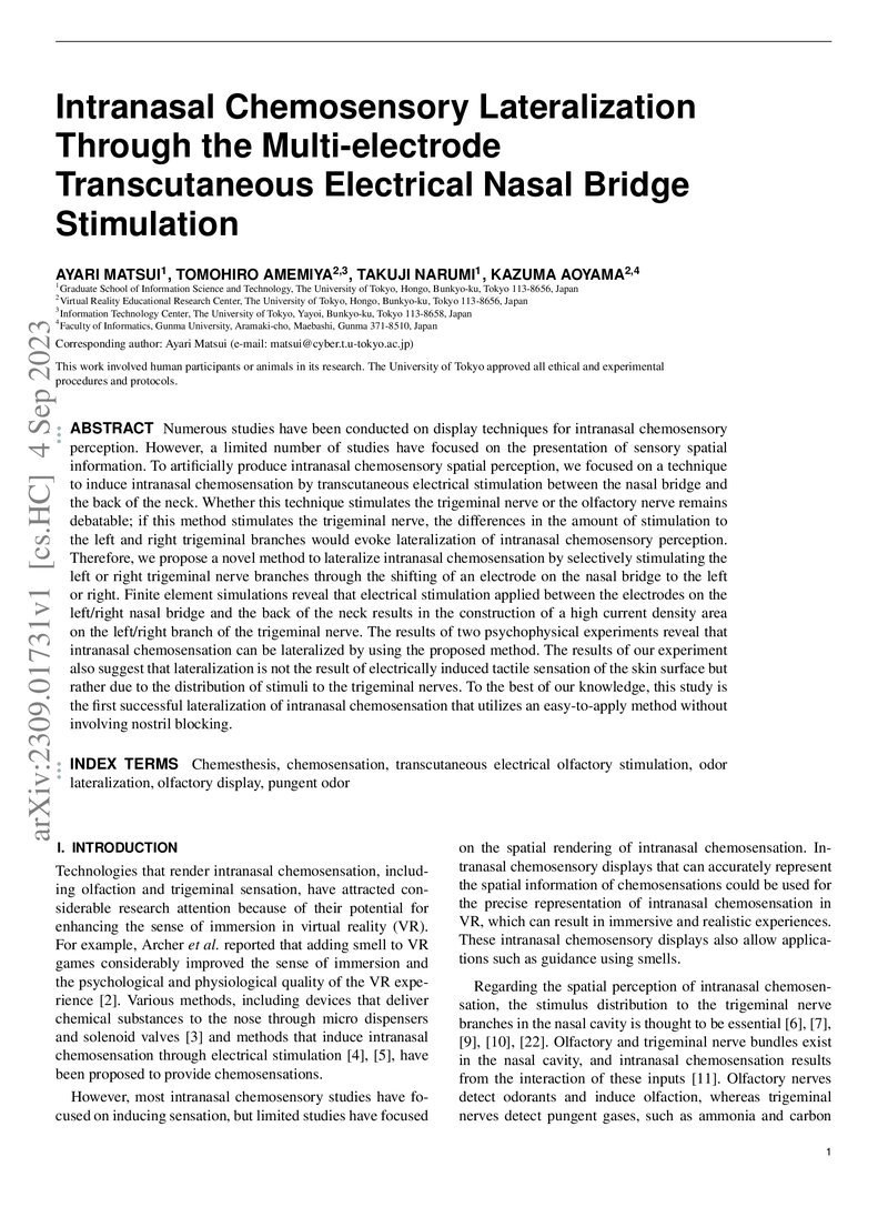 Intranasal Chemosensory Lateralization Through the Multi-electrode ...