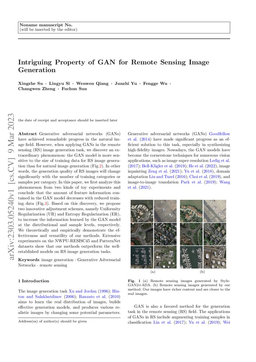 Intriguing Property of GAN for Remote Sensing Image Generation | DeepAI