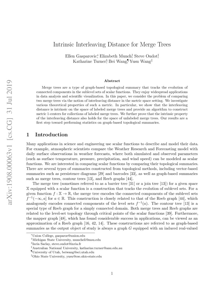 Intrinsic Interleaving Distance for Merge Trees | DeepAI