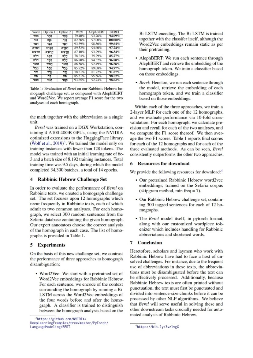 Introducing BEREL: BERT Embeddings for Rabbinic-Encoded Language | DeepAI
