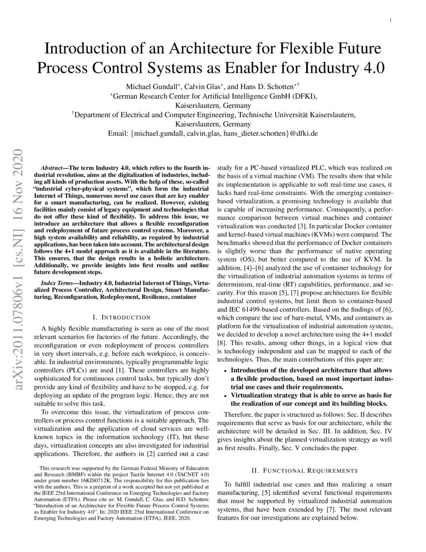 Introduction of an Architecture for Flexible Future Process Control ...
