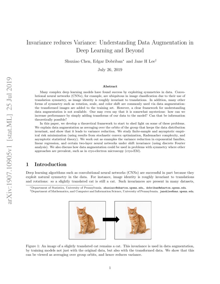 Invariance reduces Variance: Understanding Data Augmentation in Deep ... Invariance reduces Variance: Understanding Data Augmentation in Deep ...