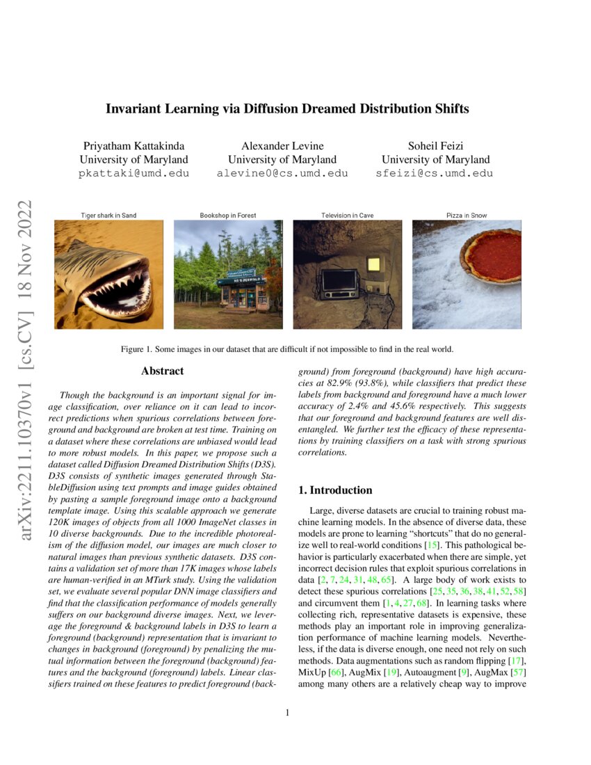 Invariant Learning via Diffusion Dreamed Distribution Shifts | DeepAI