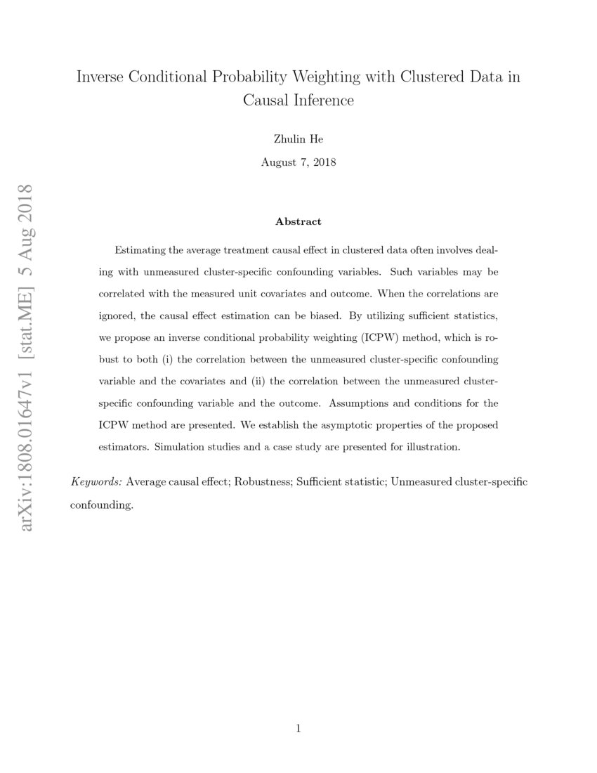 Inverse Conditional Probability Weighting with Clustered Data in Causal Inference | DeepAI