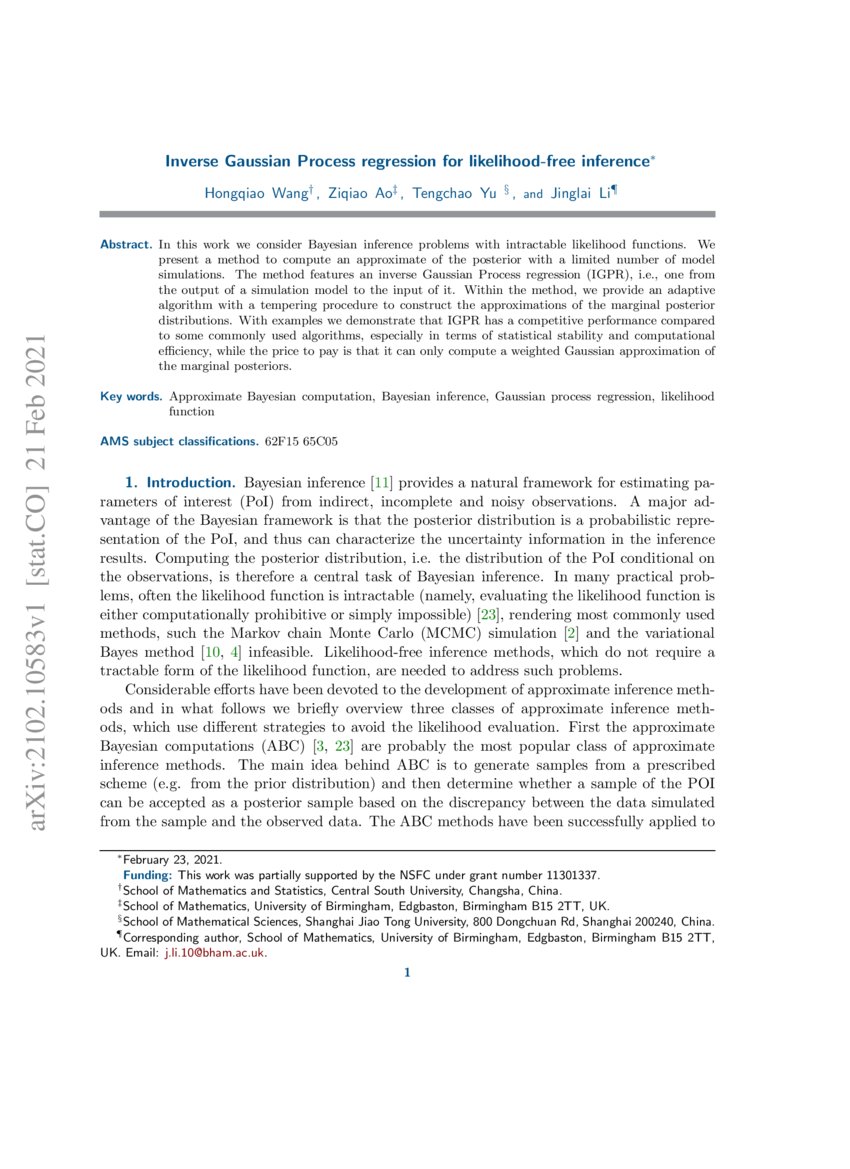 Inverse Gaussian Process regression for likelihood-free inference | DeepAI