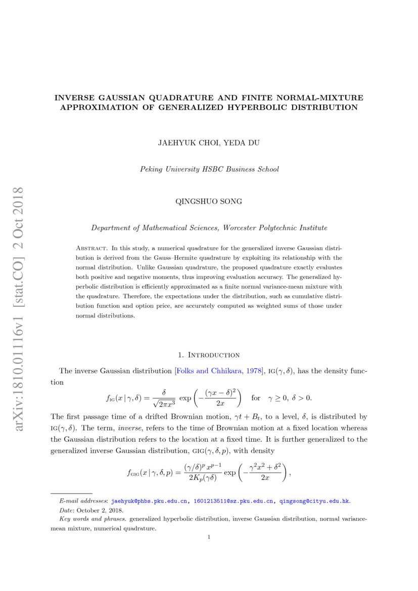 Inverse Gaussian quadrature and finite normal-mixture approximation of ...