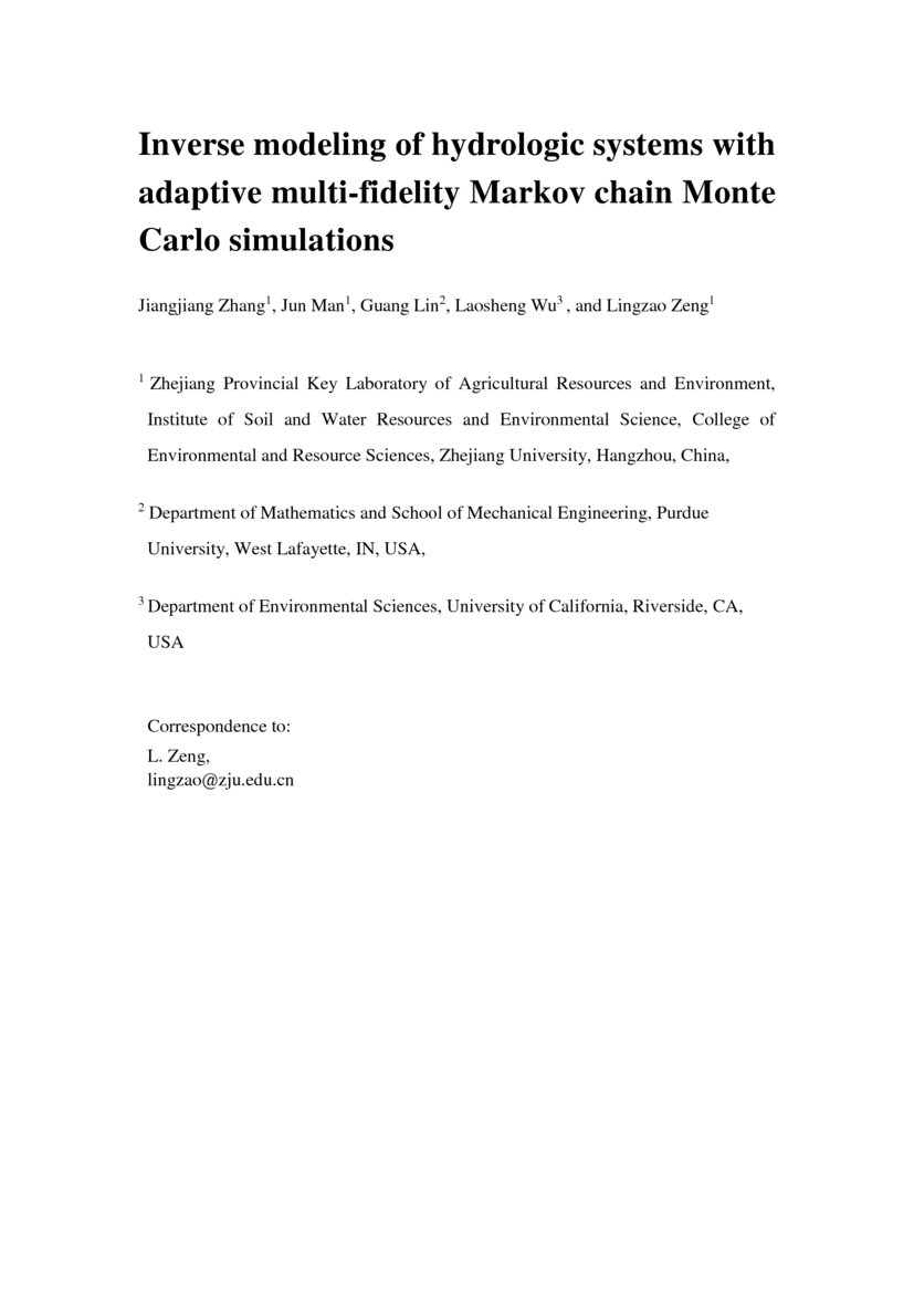 Inverse modeling of hydrologic systems with adaptive multi-fidelity ...