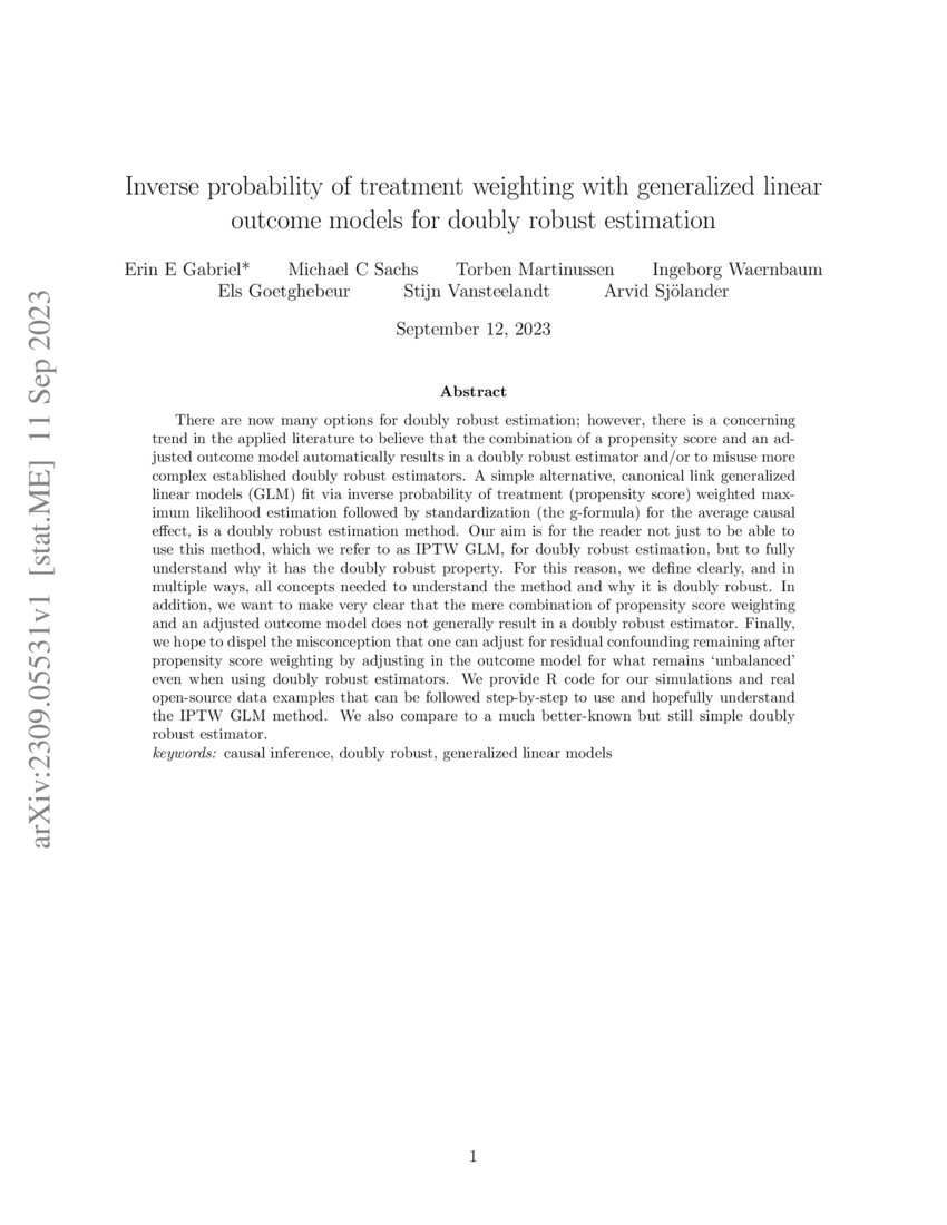 Inverse probability of treatment weighting with generalized linear outcome models for doubly ...