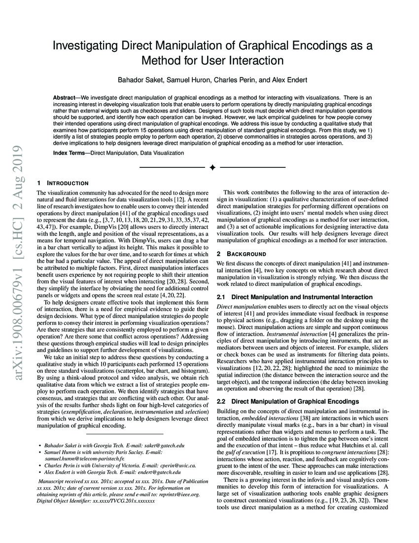 Investigating Direct Manipulation Of Graphical Encodings As A Method For User Interaction Deepai