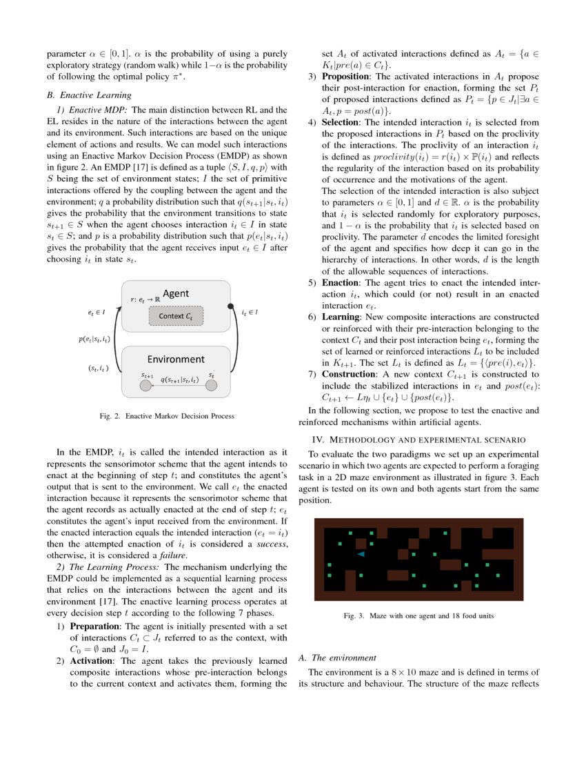 Investigating Enactive Learning for Autonomous Intelligent Agents | DeepAI
