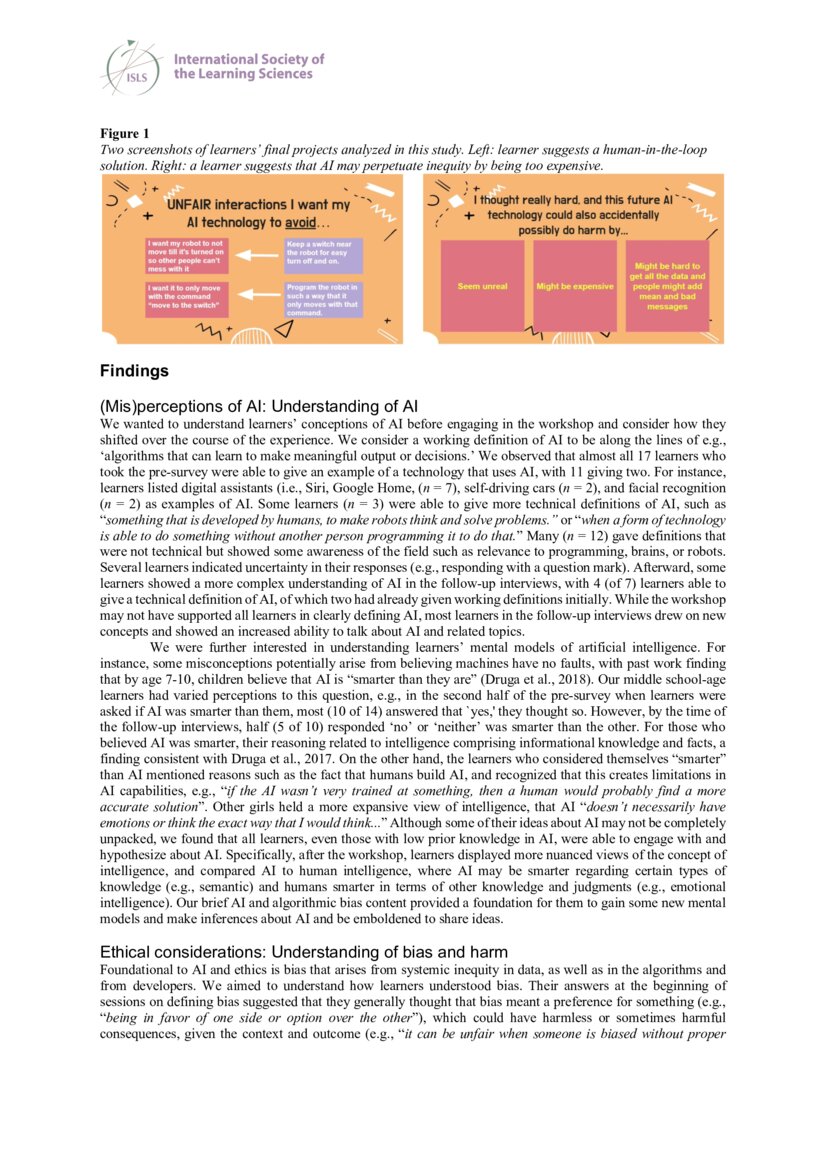Investigating Girls' Perspectives and Knowledge Gaps on Ethics and Fairness in Artificial ...
