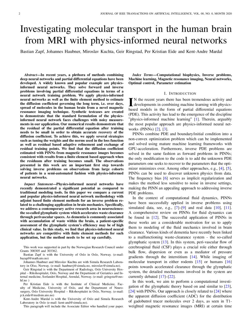 Investigating molecular transport in the human brain from MRI with ...