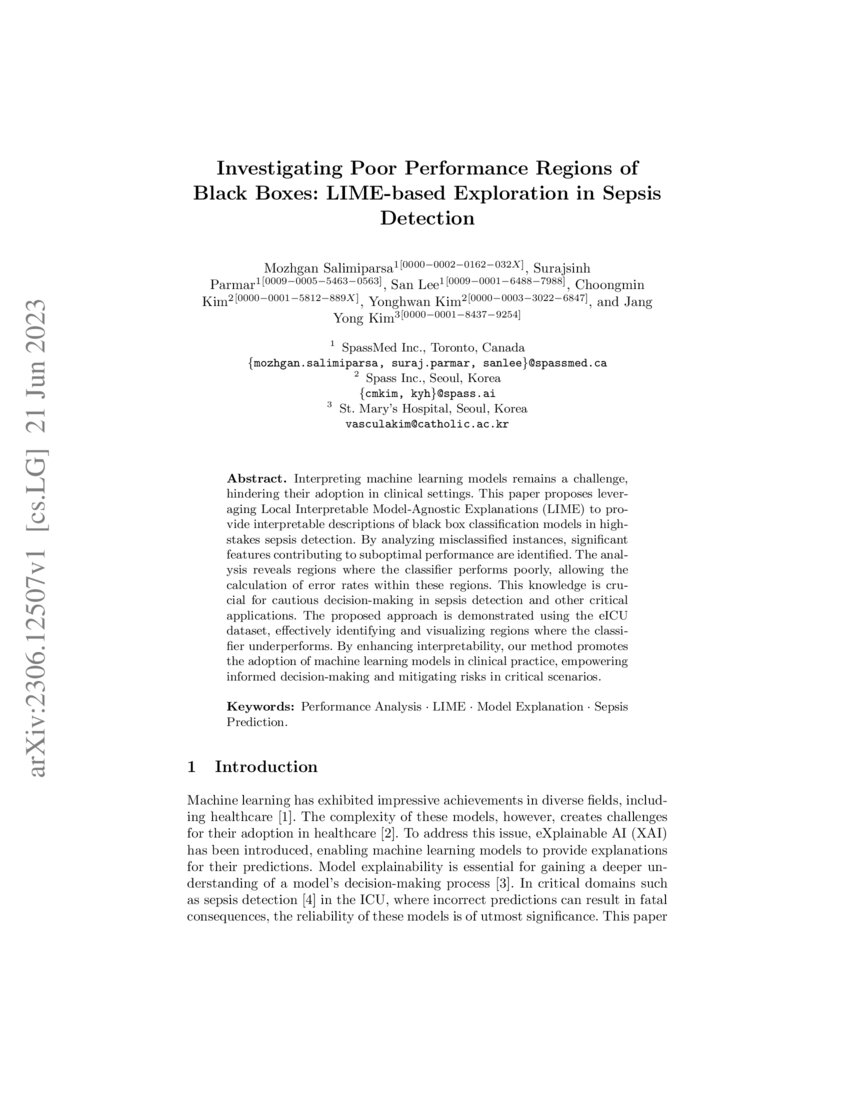 Investigating Poor Performance Regions of Black Boxes: LIME-based Exploration in Sepsis ...