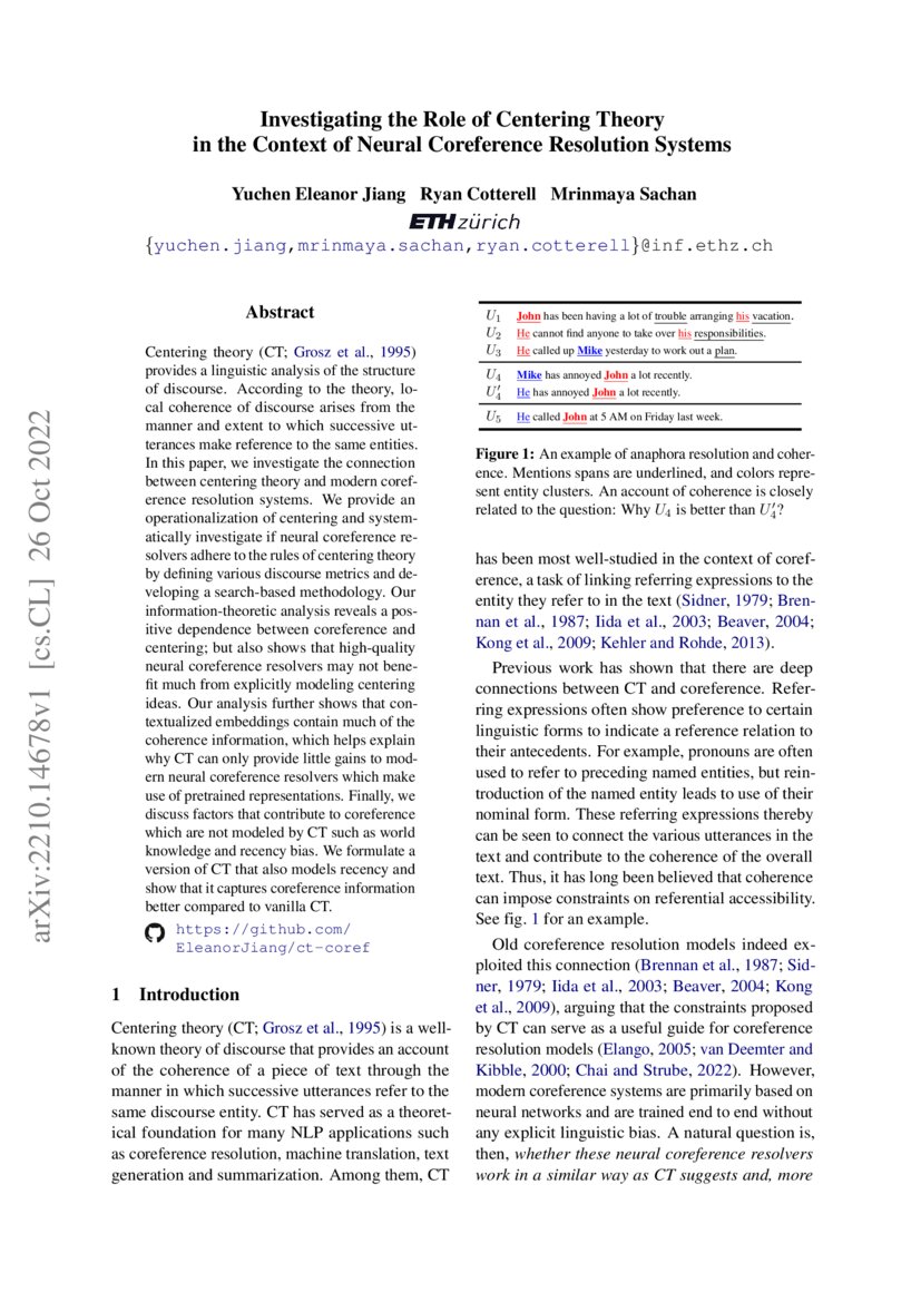 Investigating The Role Of Centering Theory In The Context Of Neural Coreference Resolution