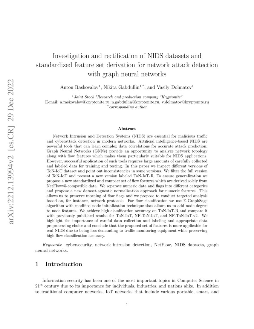 Investigation And Rectification Of Nids Datasets And Standardized