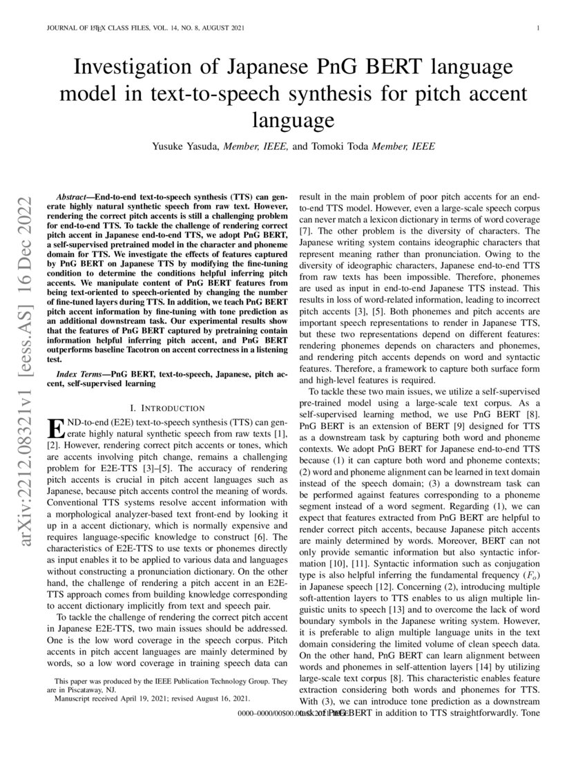Investigation of Japanese PnG BERT language model in text-to-speech ...